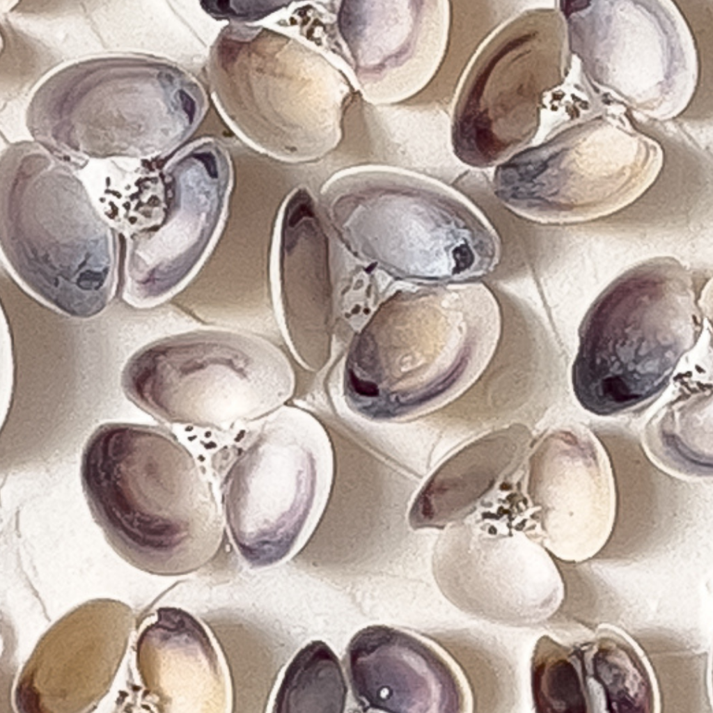 Shell Bouquet - Art for Soul - Mixed media, purple shells.
