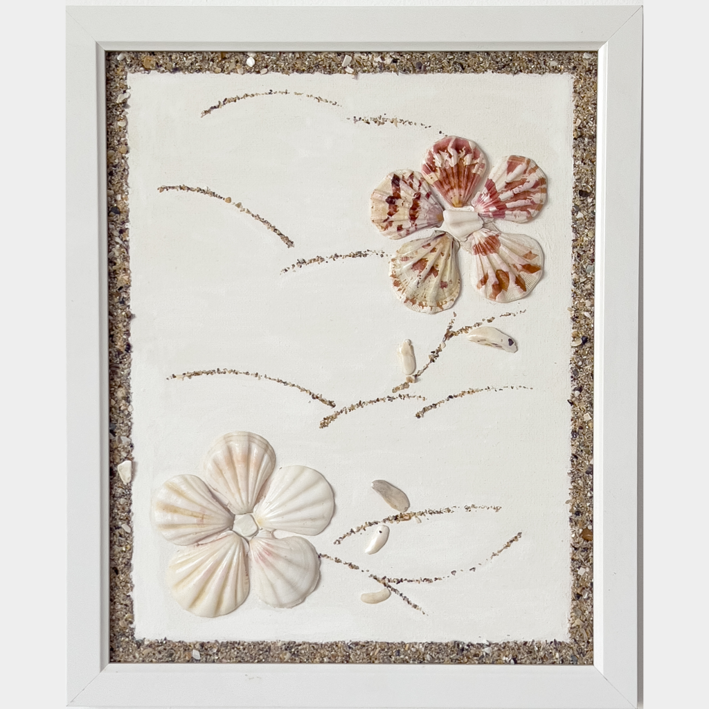 Shell Flowers - Mixed Media Shell Artwork with Real Shells
